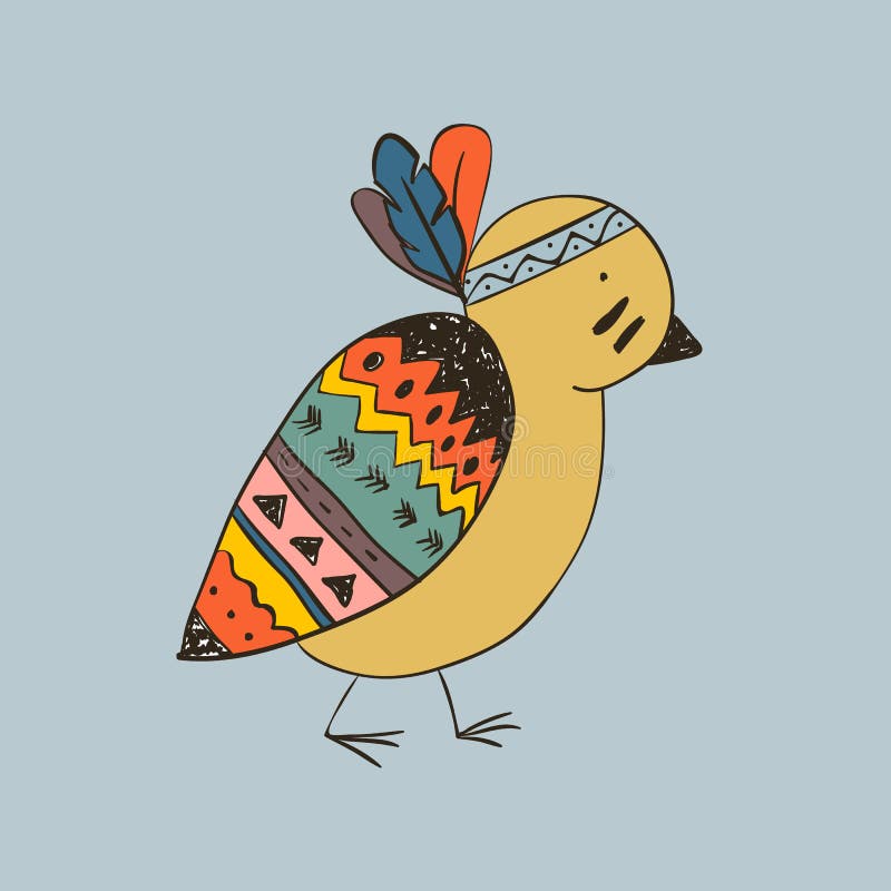 Illustration with Bird in Boho Style Stock Vector - Illustration of ...