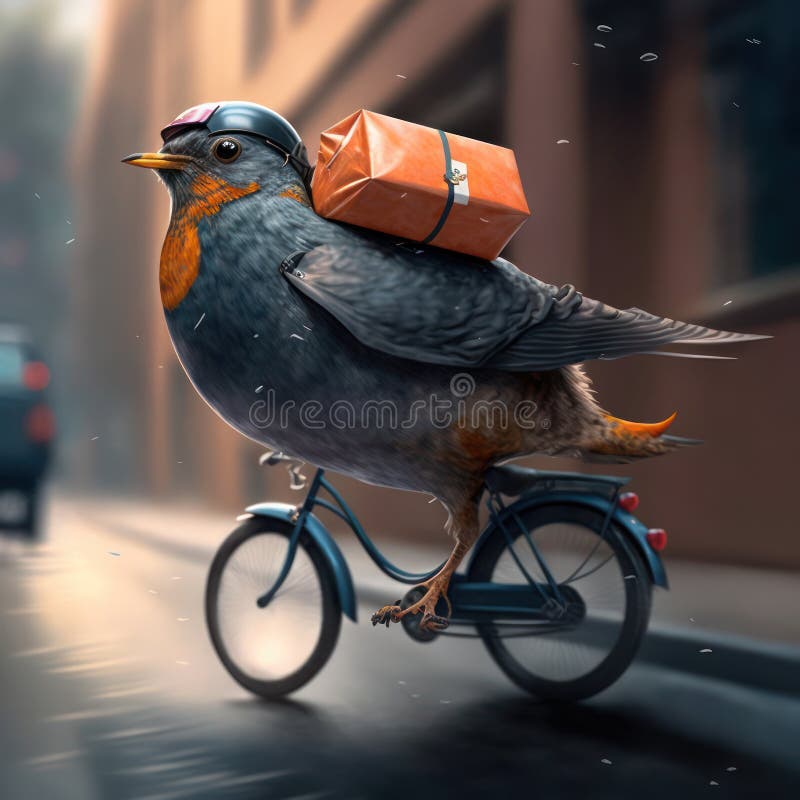 Illustration of a Creative Bird Delivering a Parcel in Digital Art ...