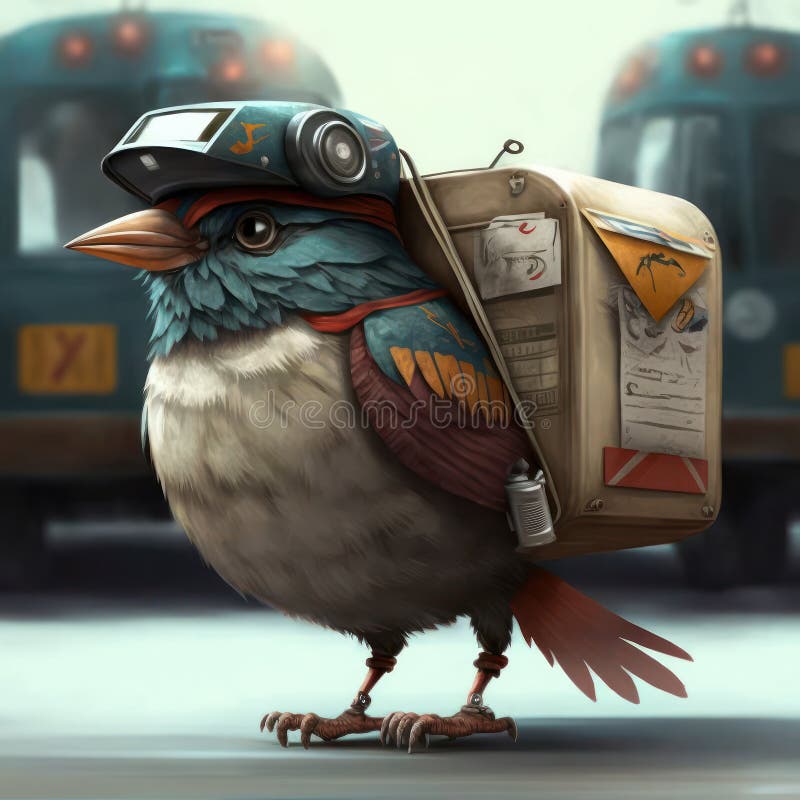 Illustration of a Creative Bird Delivering a Parcel in Digital Art ...
