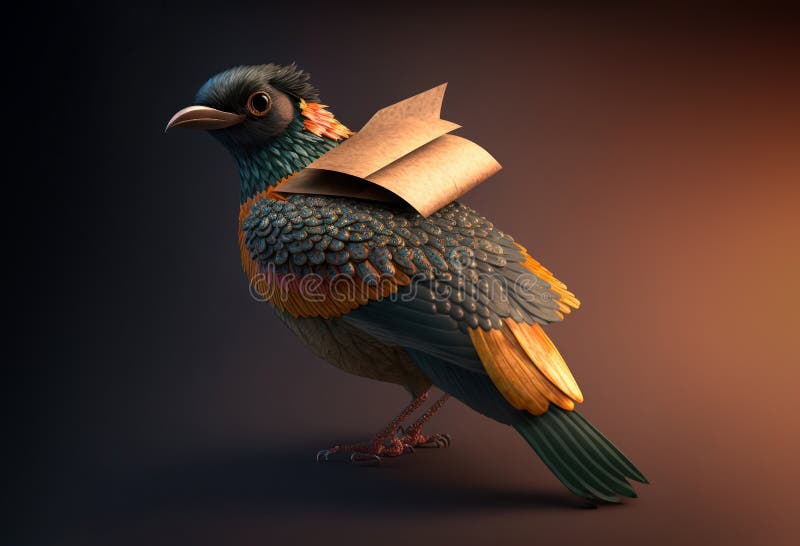 Illustration of a Creative Bird Delivering a Parcel in Digital Art ...