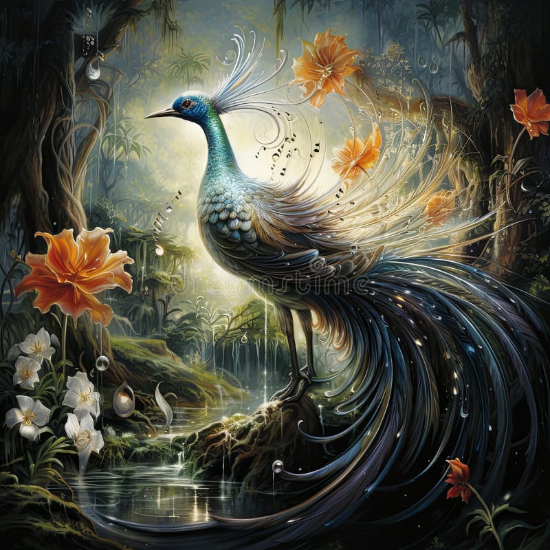 Illustration with Bird of Paradise in Forest , Generated by AI Stock ...