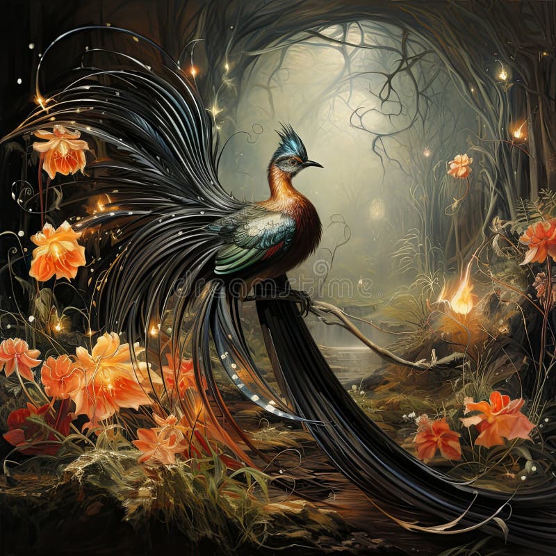 Illustration with Bird of Paradise in Forest , Generated by AI Stock ...