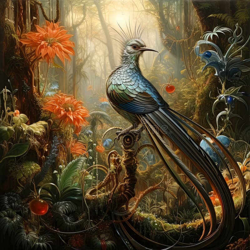 Illustration with Bird of Paradise in Forest , Generated by AI Stock ...