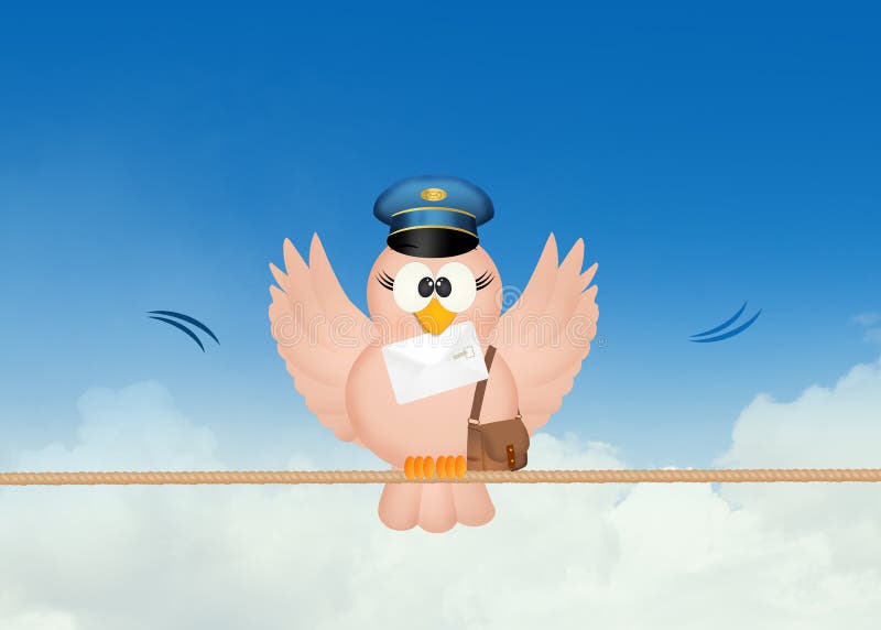 Bird postman on wire stock illustration. Illustration of beak - 173030622