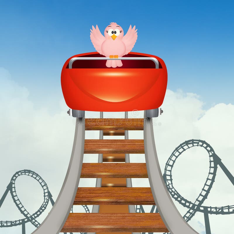 Bird on roller coaster stock illustration. Illustration of wings ...