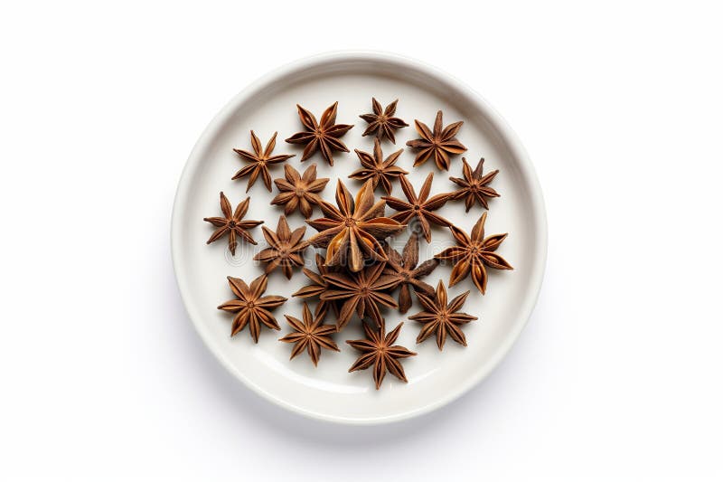 Illustration of Bird S Eye View of Star Anise on a Plate White ...