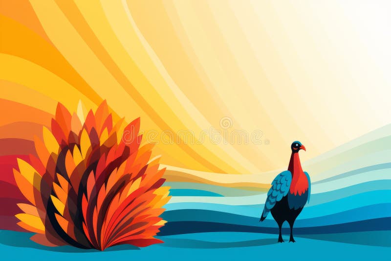 An Illustration of a Bird Standing in Front of a Fire Stock ...