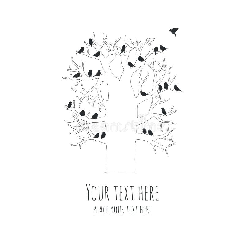 Illustration of Birds on a Tree. Stock Vector - Illustration of design ...