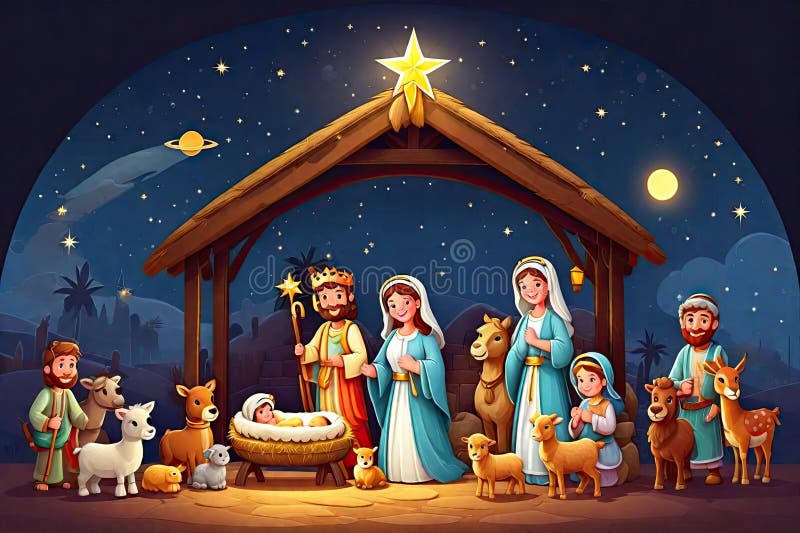 An Illustration of the Birth of Jesus Christ. 库存例证 - 插画 包括有 圣洁, 茴香 ...