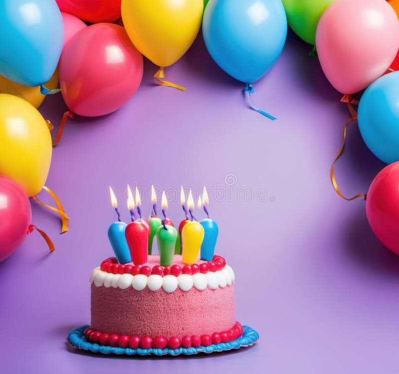 Illustration of a Birthday Cake and Balloons Stock Illustration ...