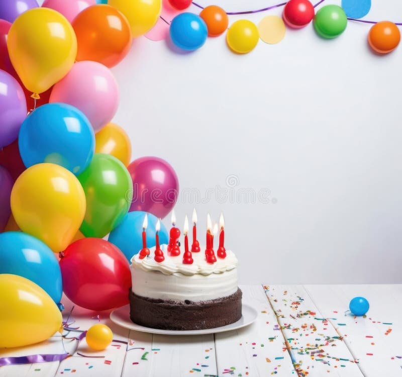 Illustration of a Birthday Cake and Balloons Stock Illustration ...