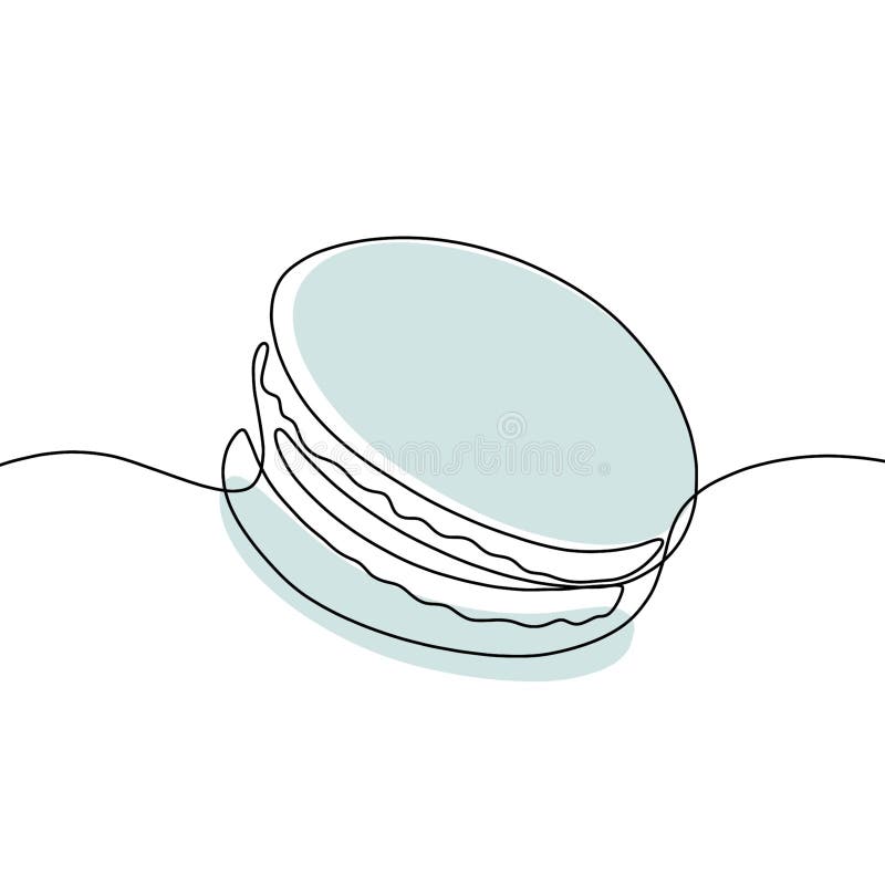 Macaroons Cookie Biscuit Line Continuous Drawing. One Line Illustration ...