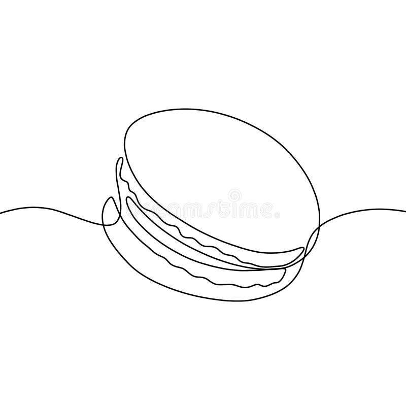 Macaroons Cookie Biscuit Line Continuous Drawing. One Line Illustration ...