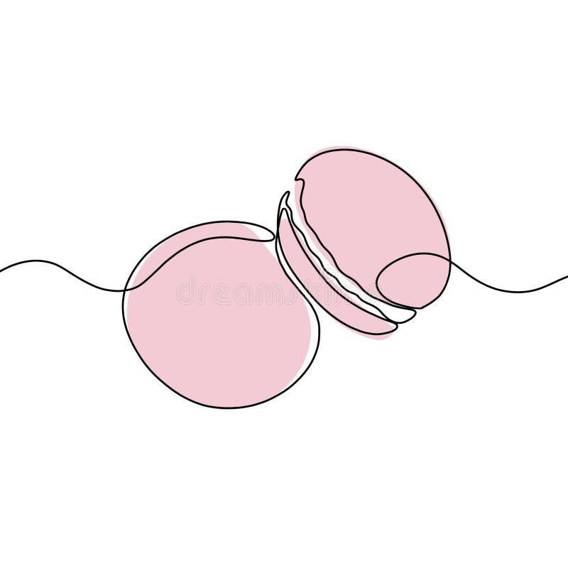 Macaroons Cookie Biscuit Line Continuous Drawing. One Line Illustration ...