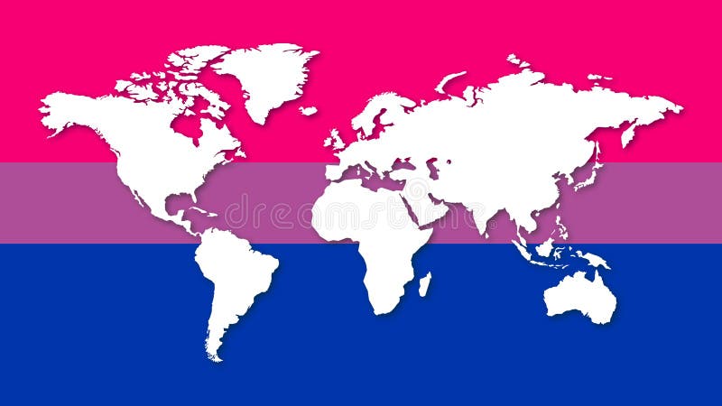 Bisexual Pride Flag in a Shape of World Map. Flag of Gay, Transgender ...