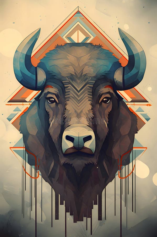 Illustration of Bison Head on Abstract Background. Vector Illustration ...