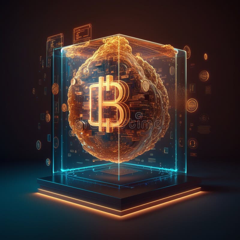 An Illustration of Bitcoin in Physical Form is Placed in a Transparent ...