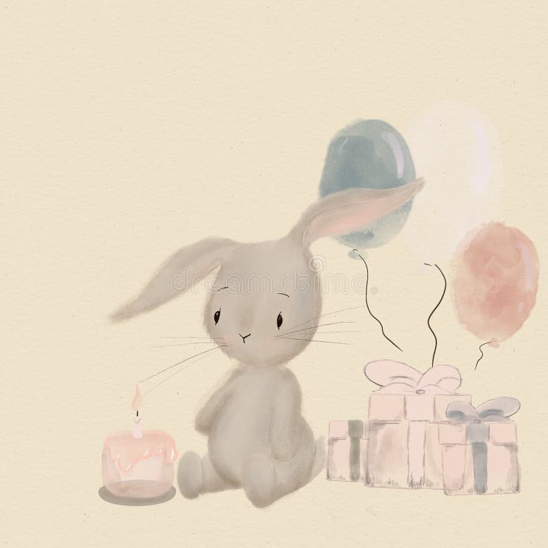 Illustration Bitmap Drawing for Children Cute Animal Hare Stock ...