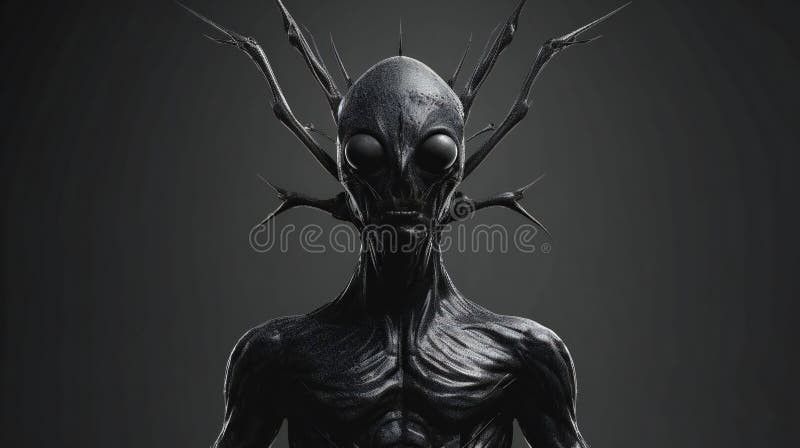 Illustration of a Black Alien with Spikes on His Head Stock ...