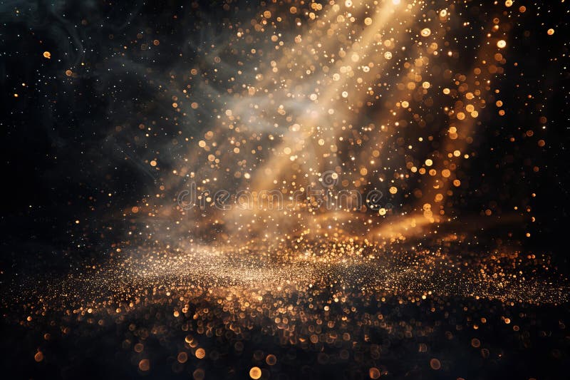 Illustration of Black Background with a Bright Light with a Glittering ...