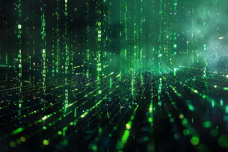 Black Background with Green Matrix Code, Background for Web Design or ...