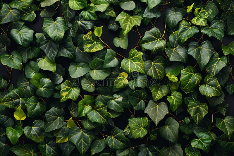 Illustration of Black Background of Many Green Leaves, High Quality ...