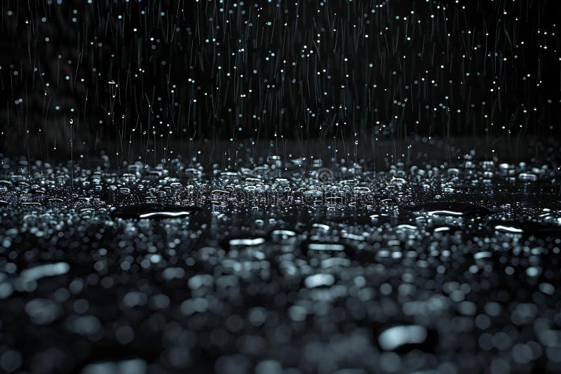 A Black Background with Rain Falling Down, Hyper Realistic, High ...