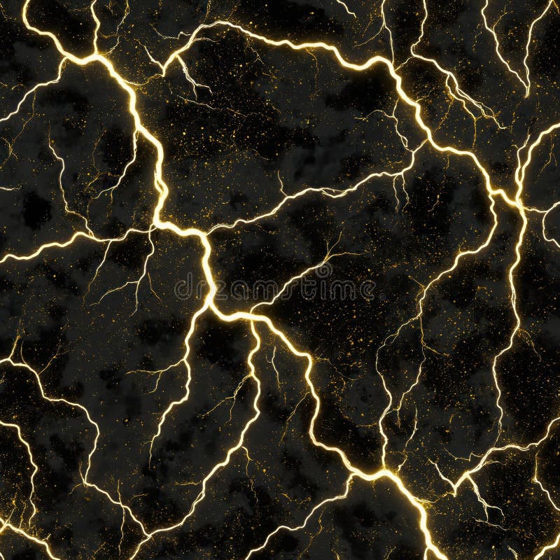 Illustration Black Background with Striking Gold Lightning Bolt ...