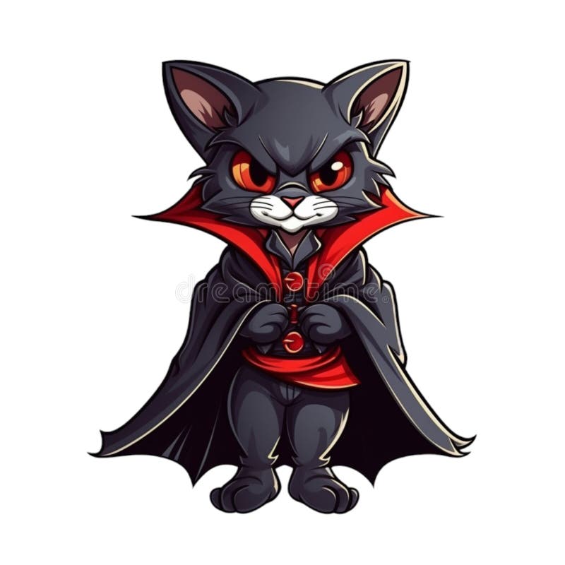 Illustration of a Black Cat Dressed As a Vampire. AI Generated Stock ...