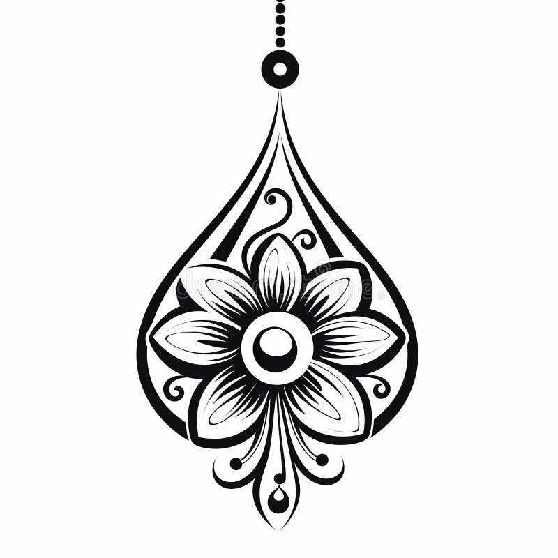 Illustration of a Black Flower in the Form of a Teardrop in the Style ...