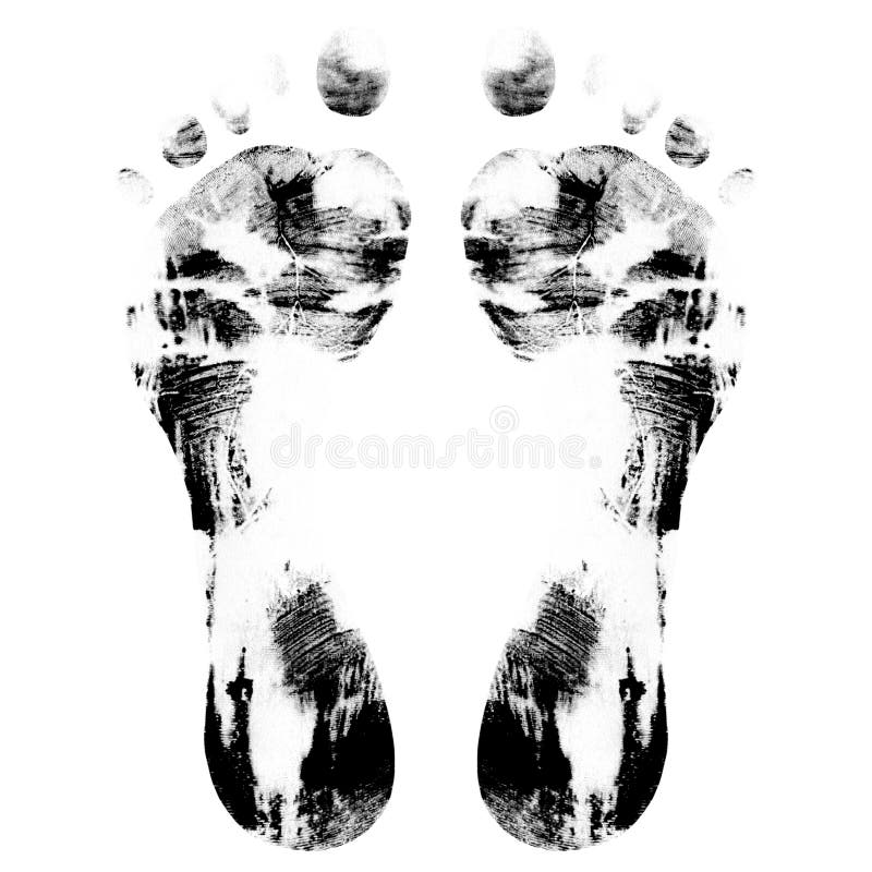 Illustration of Black Footprint and Splashes. Stock Image - Image of ...