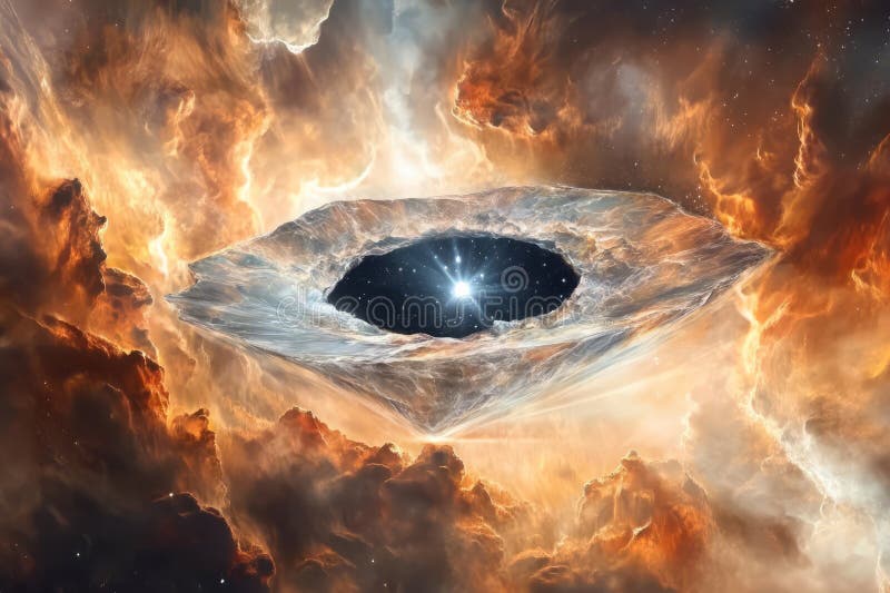 Illustration of a Black Hole in the Center of a Swirling Cosmic Vortex ...