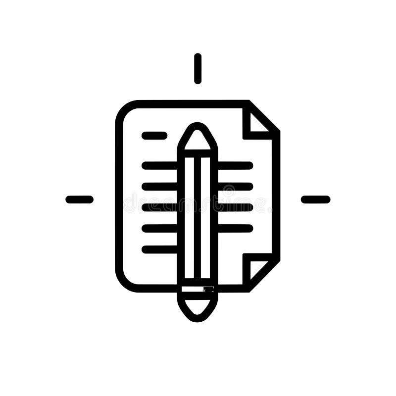 Black Icon of a Document and Pencil Stock Vector - Illustration of flat ...