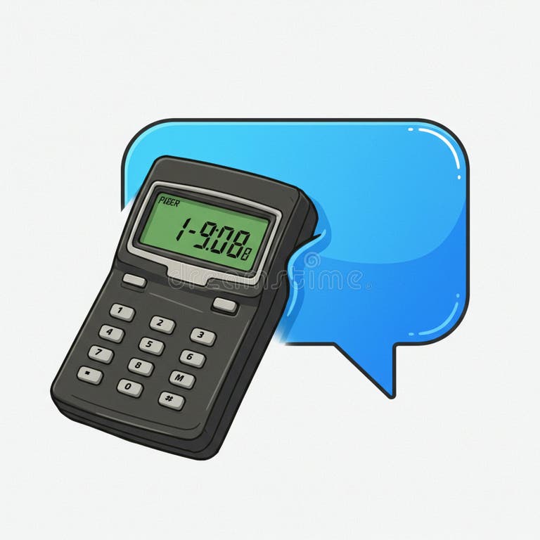 Illustration of a Black Pager with an LCD Screen Displaying "1-9008" in ...