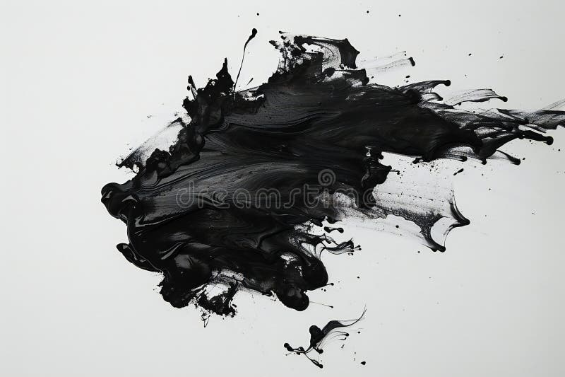 Black Paint Splashes Isolated on White Background, Studio Shot ...