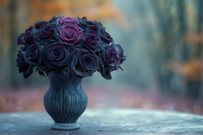 Black Roses in an Empty Vase on a Table, High Quality, High Resolution ...