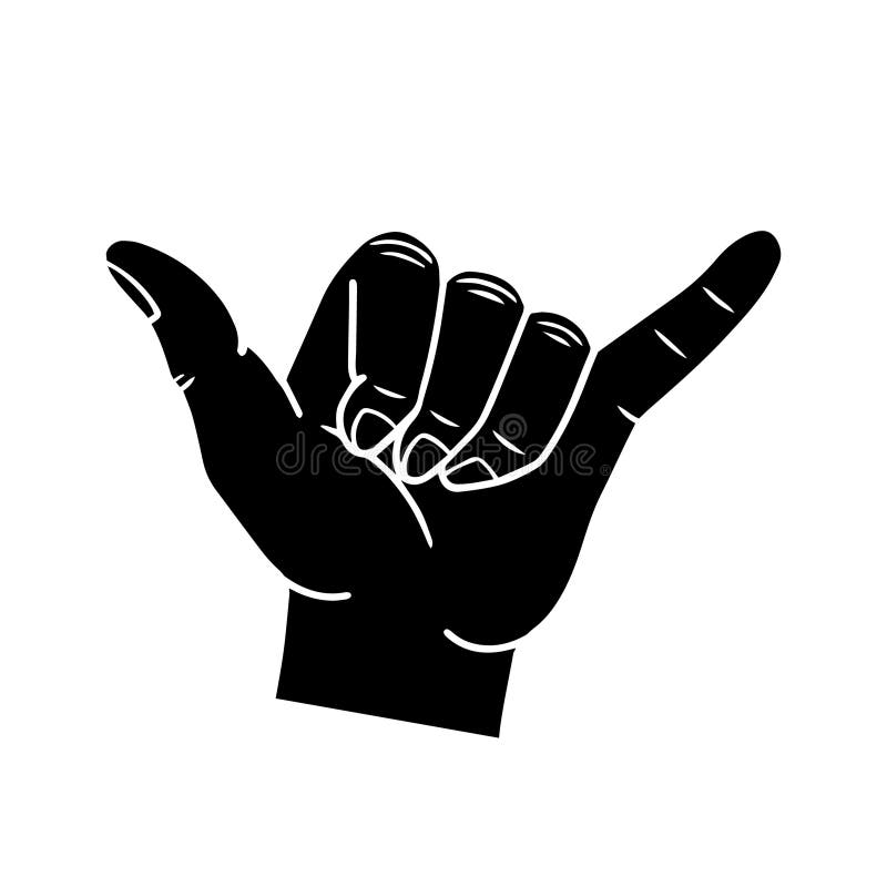 Illustration of a Black Shaka Gesture. Vector. Stock Vector ...