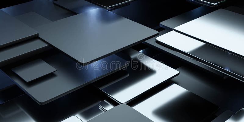 Illustration of Black and Silver 3D Squares and Cubes 3d Render Stock ...