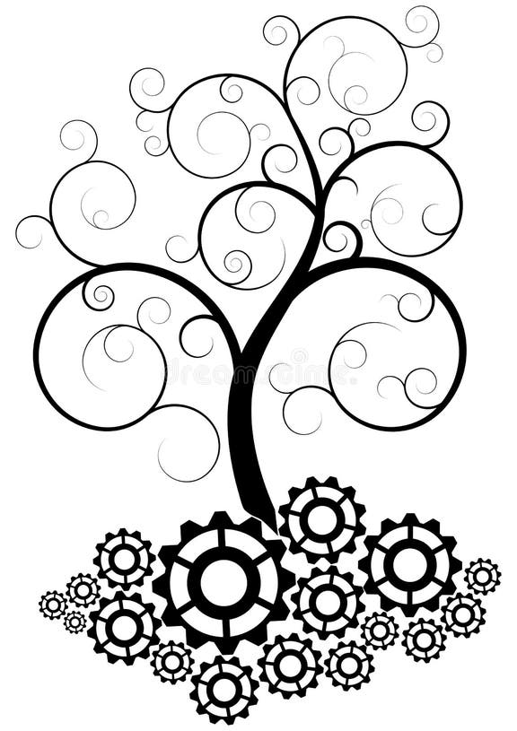 Gear tree stock vector. Illustration of life, machine - 30282808