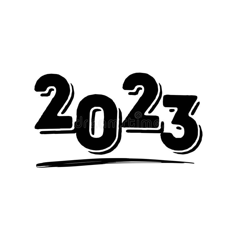Illustration of Black Underlined Number 2023 on White Background Stock ...
