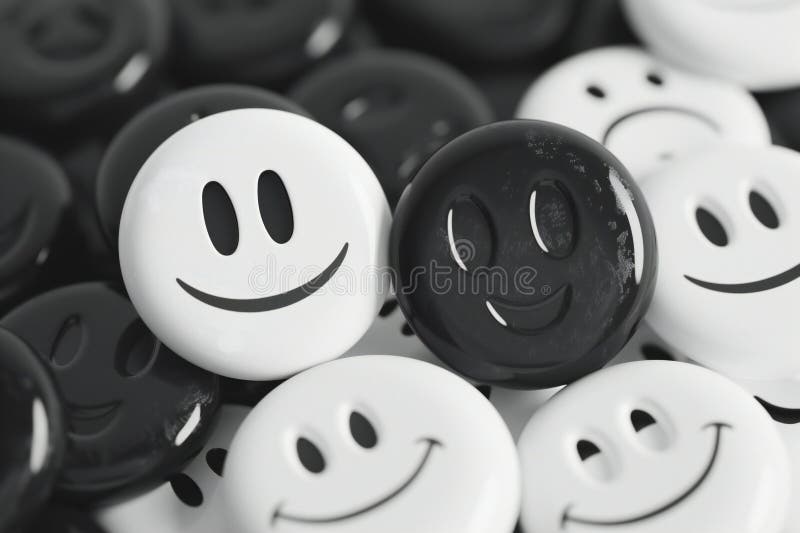 Black and White Buttons with Smiley Faces, Shallow DOF Stock ...