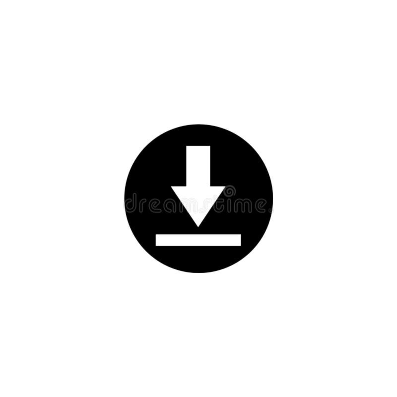 Illustration of Black and White Download Icon, Download Button Stock ...