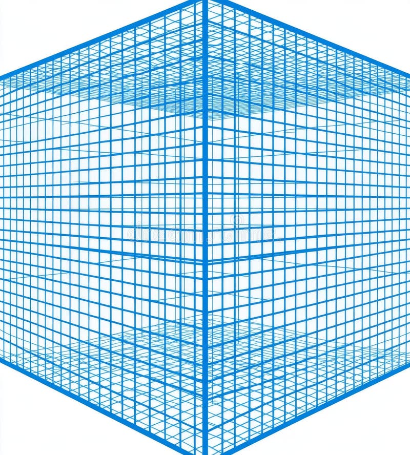 Illustration of a Black and White Grid on a C-shaped Building, Shown in ...