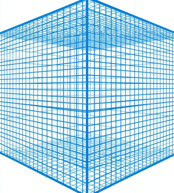 Illustration of a Black and White Grid on a C-shaped Building, Shown in ...