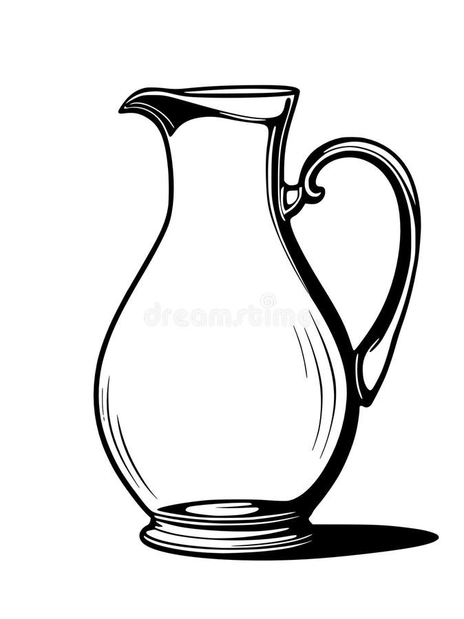 Illustration of a Black and White Hand Drawn Jug Stock Illustration ...