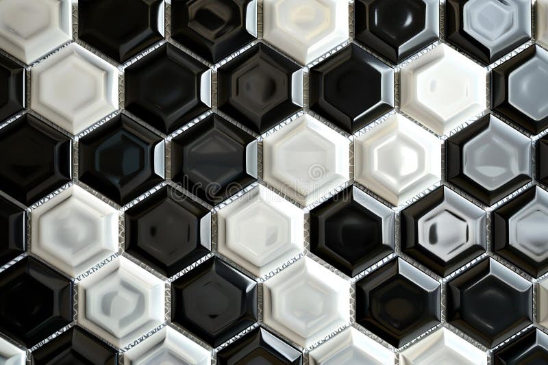 Black and White Honeycomb Pattern of Hexagonal Tiles, Tile Background ...