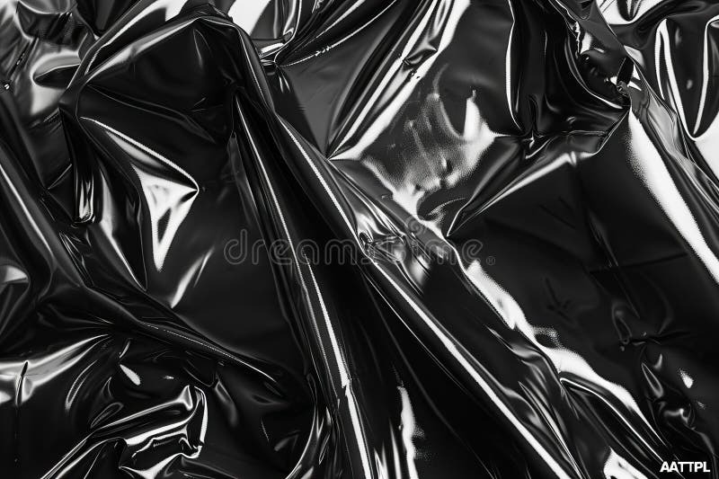 Black and White Image of Shiny Plastic Fabric, Dramatic Lighting ...