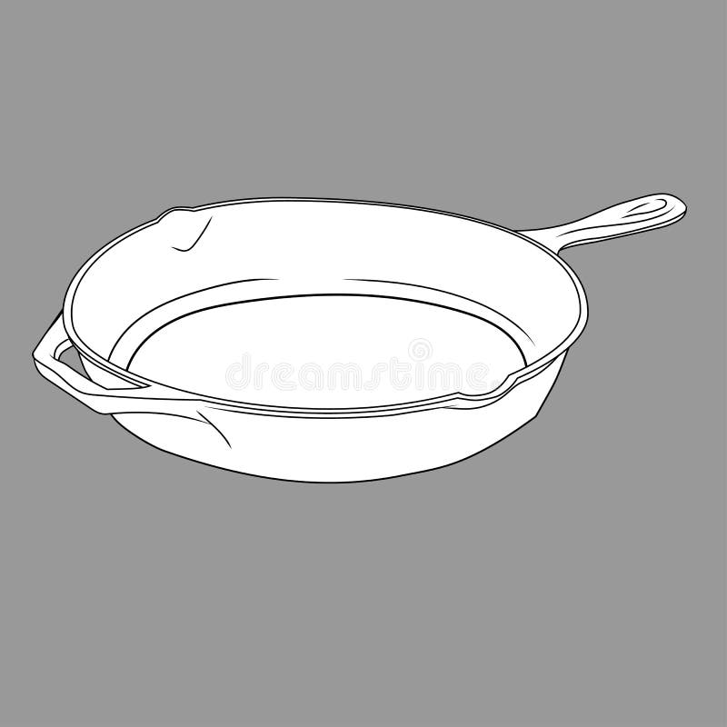 Illustration of Black and White Iron Cast Pan. JPEG Image Stock ...