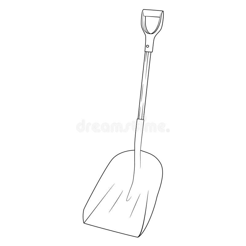 Illustration of Black and White Isolated Shovel Cartoon Drawing Stock ...