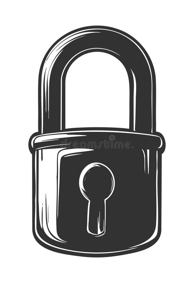 Illustration of a Black and White Padlock Symbolizing Security and ...